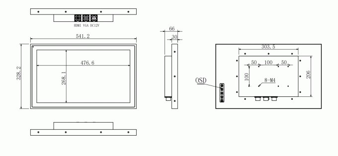 21.5 Inch LCD Stainless Steel Monitor 1000 Nits IP67 Enclosure Rugged ...